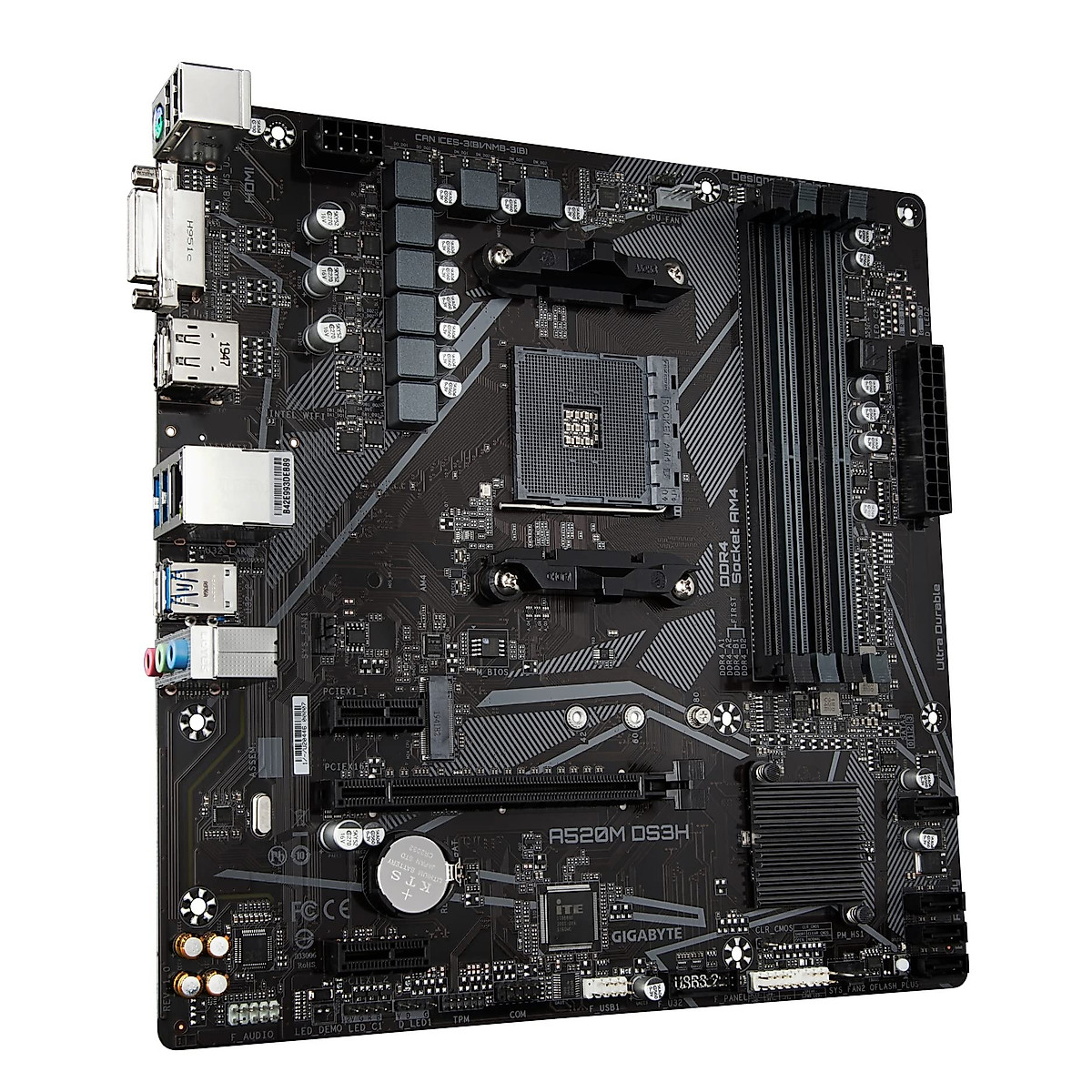 Gigabyte A520M DS3H (AMD Ryzen AM4/MicroATX/5+3 Phases Digital PWM/Gaming GbE LAN/NVMe PCIe 3.0 x4 M.2/3 Display Interfaces/Q-Flash Plus/RGB Fusion 2.0/Motherboard)