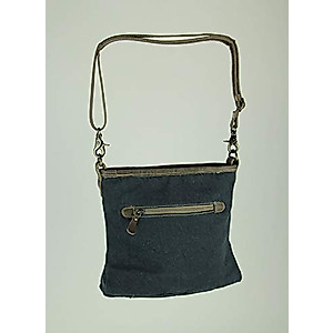 Myra Bag Navy Kilim Upcycled Canvas Shoulder Bag S-1320