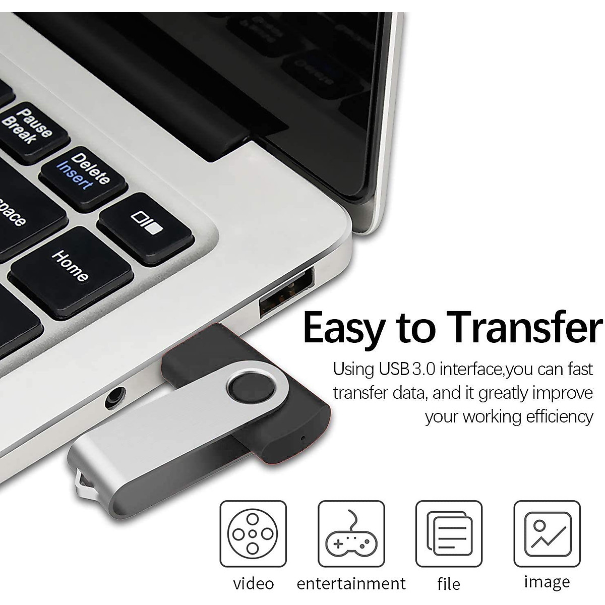 TOPESEL 5 Pack 64GB USB 3.0 Flash Drive Memory Stick Thumb Drives (5 Mixed Colors: Black Blue Green Red Silver)