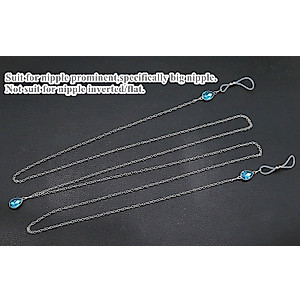 Mimimelon Non Pierced Nipple Chains Jewelry With Choker Faux Nipple Piercing Rings Crystal Dangle Nipple Noose-lake blue