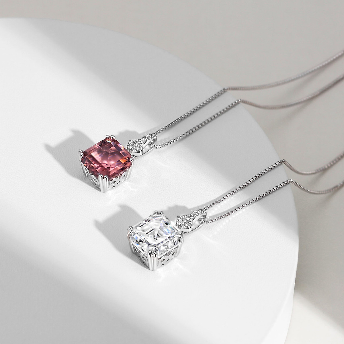 Michooyel S925 2ct Cubic Zirconia Asscher Cut Women's Pendant Necklace Sterling Silver Gemstone Necklace for Women