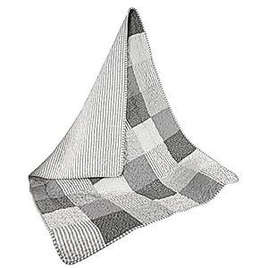 Stephan Baby Heirloom-Quality Pieced Crib Quilt, Gray and White Stripes and Dots with Straight Hem