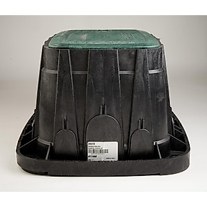 Rain Bird VBREC12 Rectangular Sprinkler Valve Box, Black with Green Lid, 12" High