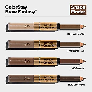 Revlon Eyebrow Gel & Pencil, ColorStay Brow Fantasy 2-in-1 Eye Makeup, Longwearing with Precision Tip, 104 Dark Blonde, 0.04 Oz