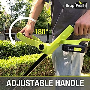 SnapFresh Battery Operated Lawn Trimmer, 20V Line String Trimmer with 13 ft 0.065” Trimmer Line Replacement Spools, 2.0Ah Battery, Fast Charger (Cordless String Trimmer)