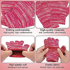 Enwokran 3pcs Kids Winter Hat Scarf Gloves Set, Fleece Lining Beanie Hat with Pom, Knit Gloves Neck Warmer for Girls Boys 2-6 Years Old (Pink)