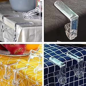 DHYLRICHER 12 Pieces Transparent Clear Tablecloth Clips Plastic Table Cloth Clips Table Clips for tablecloths，Tablecloth Holders Clips for Home Picnic Indoor and Outdoor Party Tablecloth Fix