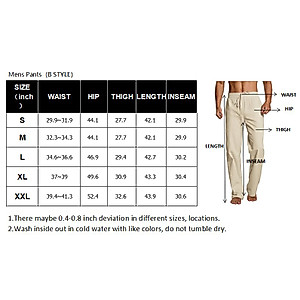 PASLTER Mens Casual Linen Pants Loose Fit Straight-Legs Elastic Drawstring Waist Summer Beach Yoga Long Pants