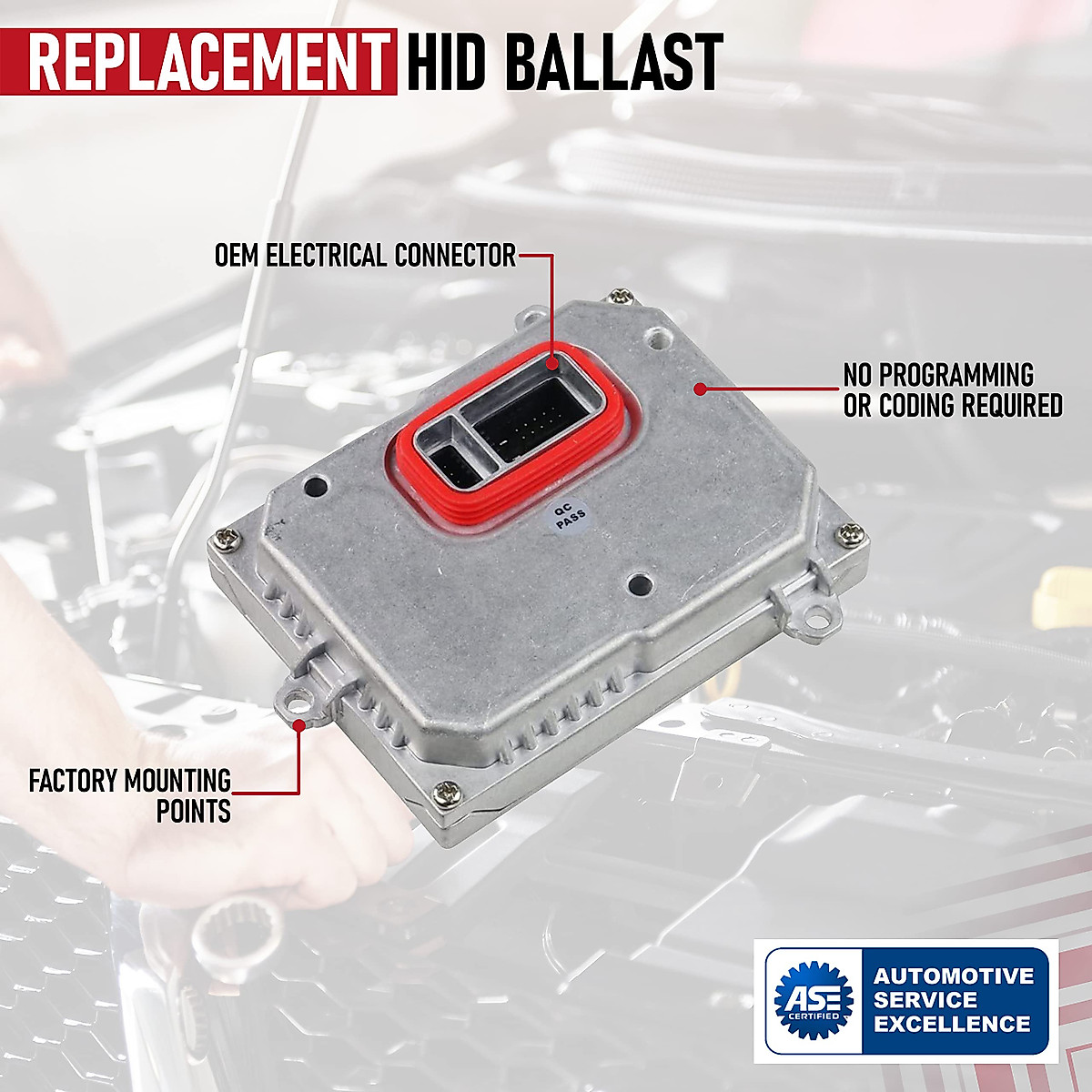 HID Xenon Headlight Ballast - Control Unit Module - Replaces 307 329 115, 8e0 907 391b, 1307 329 098 - Compatible with Audi, Cadillac & More - A4, S4, RS4, A3, DTS, MKX, 9-7x, C300
