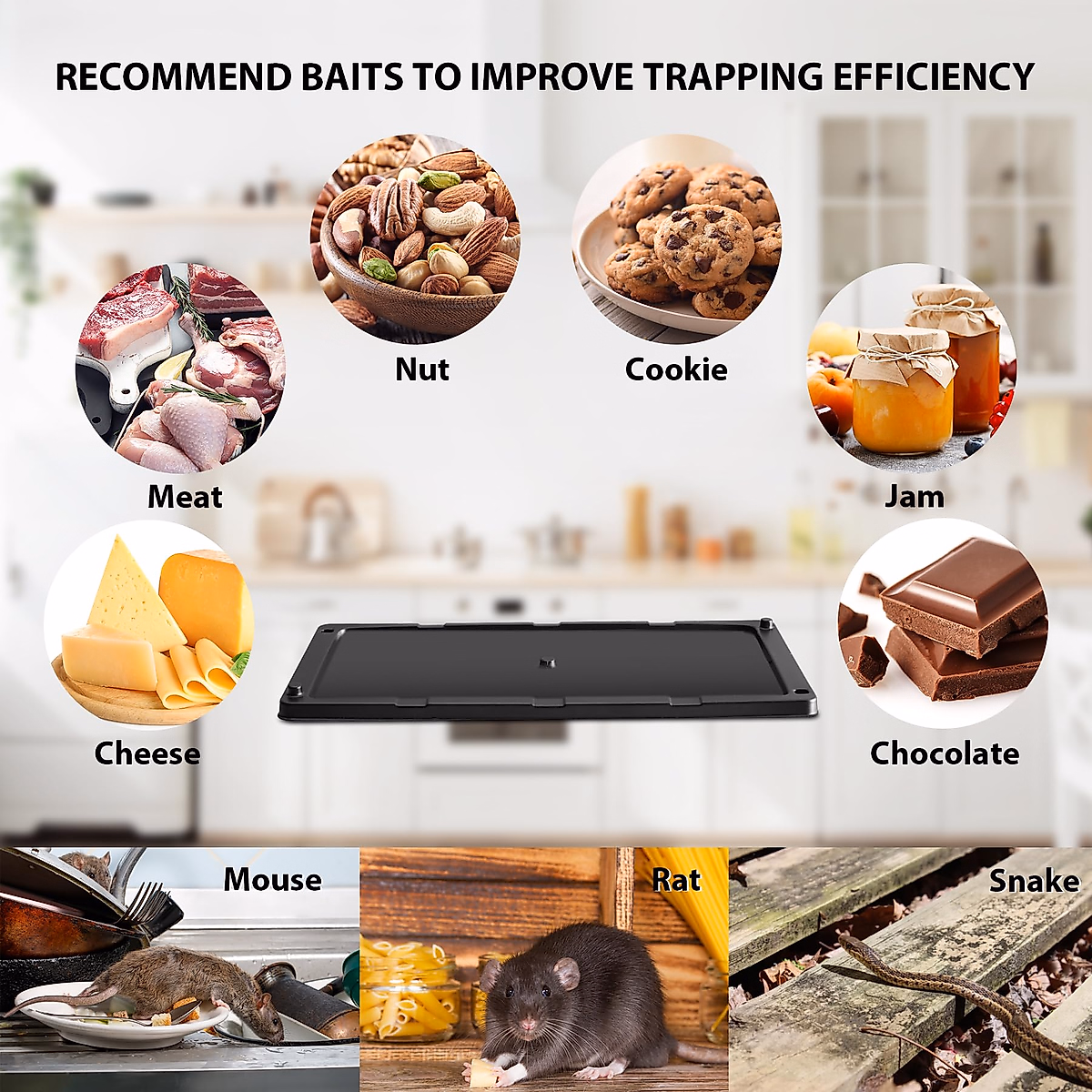 TRAP IT! Mouse Traps Indoor for Home, 12 Pack Pre-Baited Sticky Glue Traps for Mice & Rats, Larger Heavy Duty Adhesive Plastic Trays Pet Family Safe for Rodents, Snakes, Spiders, Lizards Pest Control