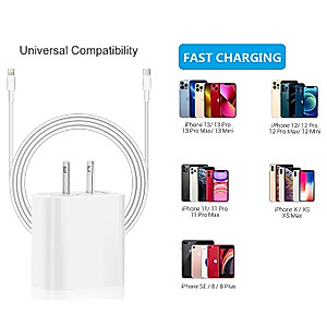 2 Pack [Apple MFi Certified ] 20W USB C Wall Chargers 6FT Cables Compatible with iPhone 14/14 Pro/14 Pro Max/14 Plus/13/13Pro/12/12 Pro/11/11Pro,iPad, Fast Charging