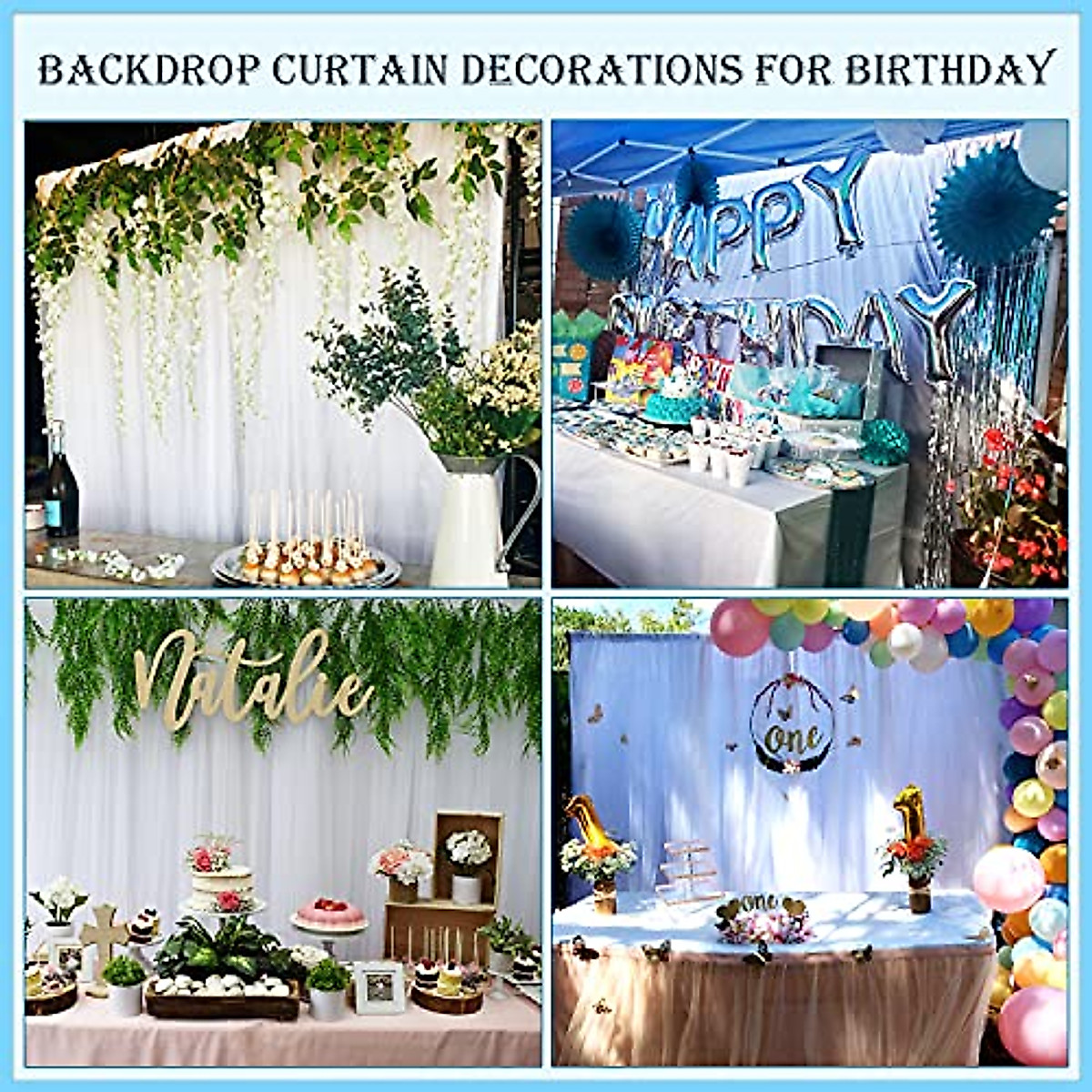 White Backdrop Curtains for Parties Wedding White Tulle Backdrop Curtains Drapes for Baby Shower Birthday Party Photo Booth Background Decorations 5 ft X 7 ft