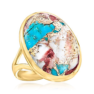 Ross-Simons Kingman Turquoise Ring in 18kt Gold Over Sterling. Size 6