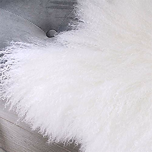 Genuine Mongolian Tibetan Lamb Sheepskin Wool Area Rug Real Carpet Curly Fur Pelt Throw Soft Plush Home Decorative 2ft x 3.4-3.6Ft