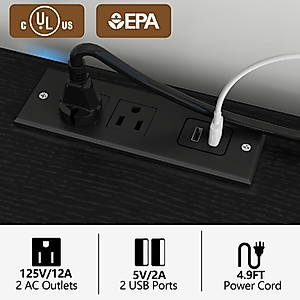 Loomie 6 Drawers Dresser with Power Outlets and LED Lights, Black Dresser with 2 Top Cubby, Tall Wide Fabric Double Chest of Drawers,Modern Dresser Tv Stand for up to 60" TV for Bedroom, Living Room