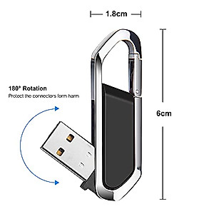 64GB USB Flash Drive Portable Metal Thumb Drive with Keychain USB 2.0 Memory Stick Pen Drive for External Data Storage, Black