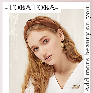 TOBATOBA Hairband, 6 Pack Satin Headbands Neutral Headbands for Women, Fashion Cute Knot Headband Womens Knotted Headbands No Slip, Hair Accessories for Women Girls