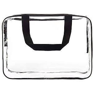 FANMHY 6 Pack Large Storage Bags with Labels, Reusable Clear PVC Storage Bags, Travel Waterproof Organizer Bags with Zipper for Building Blocks Puzzle Stationery