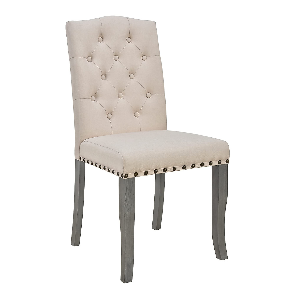 RUNWON Farmhouse Solid Wood 6-Piece Dining Set with Rectangular Trestle Table and 4 Upholstered Chairs & Bench, Gray