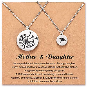 Shonyin Mother Daughter Necklace Set for 2 Matching Dandelion Mommy and Me Jewelry Back to Sch Mothers Day Birthday Christmas Gift for Mom from Daughter Present Stocking Stuffers for Mom