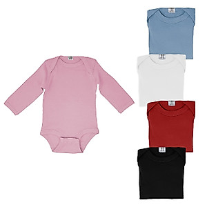 Andrew Scott Baby 4 Pack Bodysuit / 100% Soft Cotton Long Sleeve Onesie (12 Months, 4 Pack - Assorted Color)