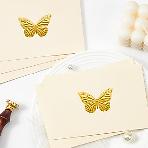 Crisky Embossed Gold Blank Greeting Cards with Envelopes & Stickers 25 Pack Butterfly Note Cards Bulk for Birthday, Baby Shower,Bridal Shower, Wedding, Graduation Blank Inside