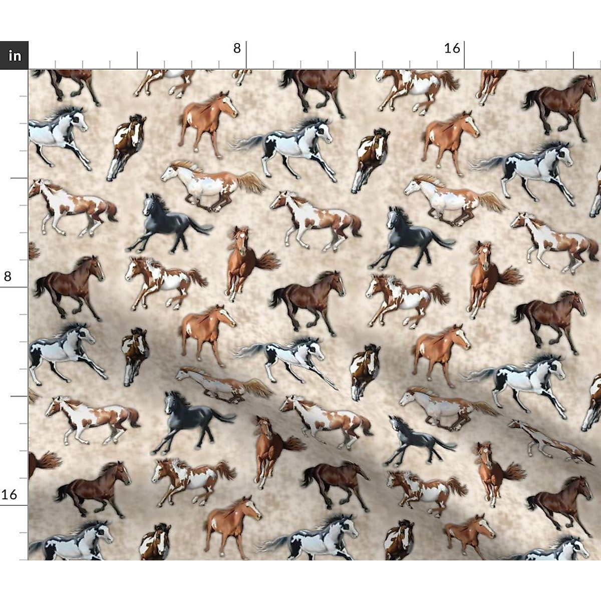 Spoonflower Fabric - Paint Horses Tan Brown Animals Horse Printed on Petal Signature Cotton Fabric by The Yard - Sewing Quilting Apparel Crafts Decor
