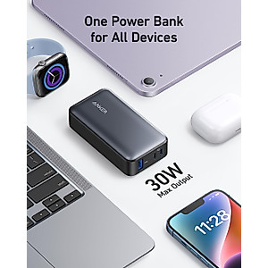 Anker Power Bank, Power IQ 3.0 Portable Charger with PD 30W Max Output (PowerCore 30W), 10,000mAh Battery Pack for iPhone 15/15 Plus/15 Pro/15 Pro Max, MacBook, Dell, Microsoft Surface, and More