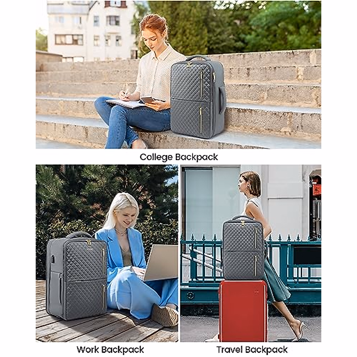 LOVEVOOK Carry On Backpack, 40L Airline Approved Travel Backpack for Women as Personal Item, Expandable 17 inch Laptop Backpack, Large Casual Daypack Waterproof Luggage Suitcase with Toiletry Bag