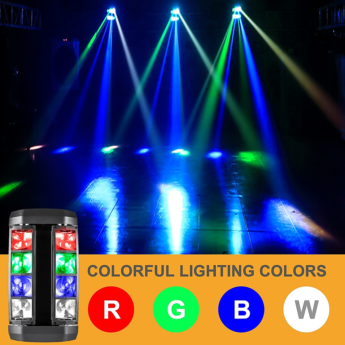 ZKYMZL Spider Moving Head Light LEDs Beam DJ Lights RGBW Sound Activated and DMX512 Control for Party Pub Disco Show Wedding Event Stage Lighting.