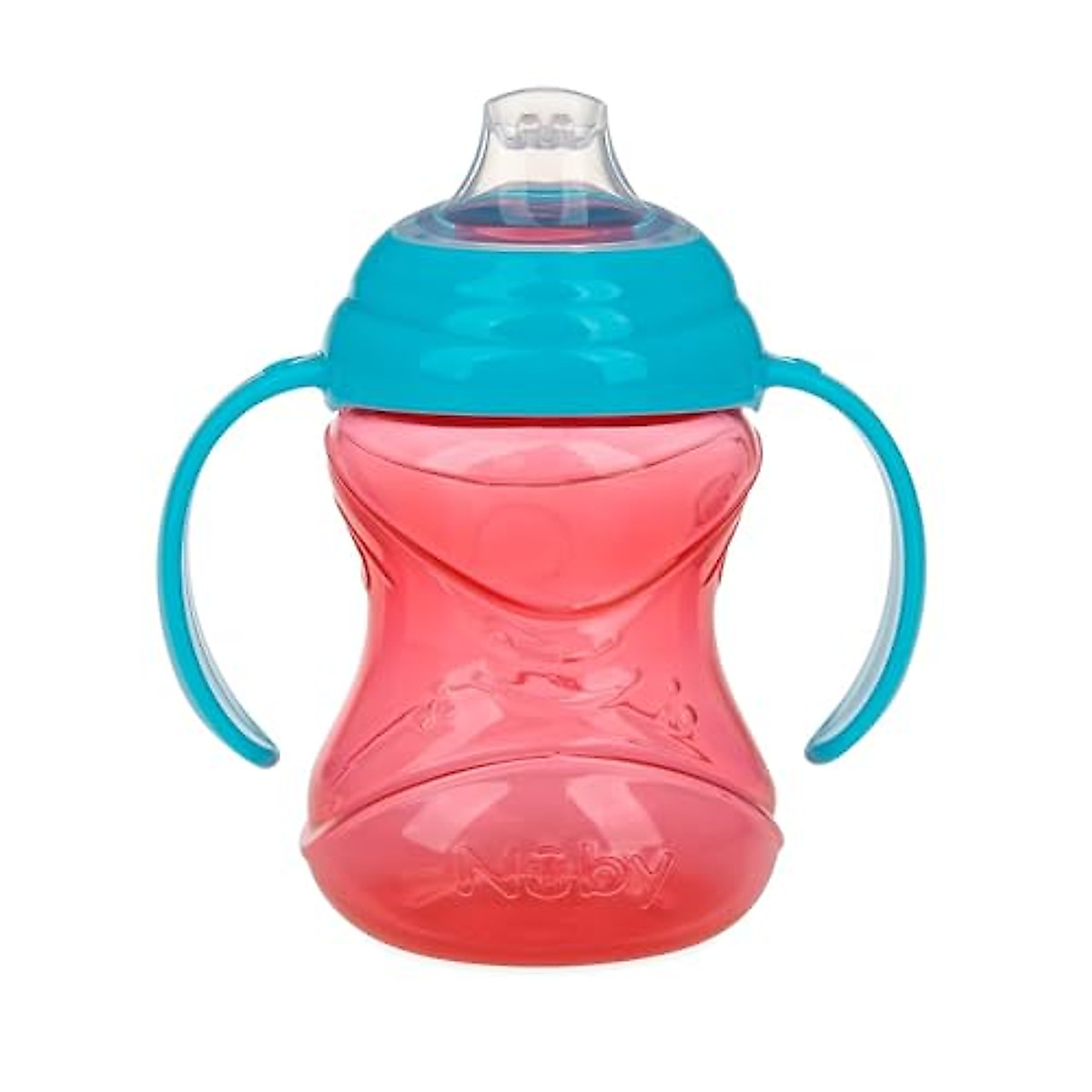 Nuby 3 Piece No-Spill Grip N’ Sip Cup with Silicone Soft Flex Spout, 2 Handle with Clik It Lock Feature, Boy, 10 Ounce