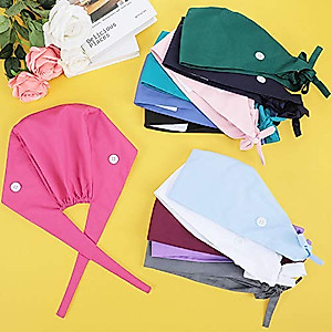 Syhood 12 Pieces Working Caps Gourd-Shaped Tie Back Hats Button Hats Unisex Hats with Sweatband, 12 Colors