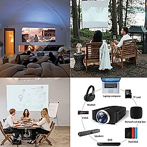 Mini Projector, 1080P HD Supported Portable Projector 2023 Upgraded Laptop Projector Outdoor Office Home Theater Movie Projector with HDMI/USB/Audio/AV for iOS/Android/Windows/PS5/Computer/TV