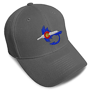 Speedy Pros Baseball Cap Colorado Flag Fishing Fly Embroidery Acrylic Dad Hats for Men & Women Strap Closure Dark Grey Design Only
