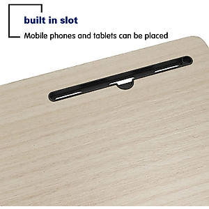 soges Mobile Side Table 31.5 '' End Table Sofa Table with Slot & Wheels Computer Desk Adjustable Movable Laptop Computer Stand Office Side Table,White Maple