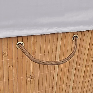 FAMIROSA Rectangular Bamboo Laundry Bin with Lid and a Removable Fabric Liner, Washing Clothes Basket Storage Bin with Handle, Suitable for Bedroom, Bathroom, Laundry, 15.7"x11.8"x23.6" Natural