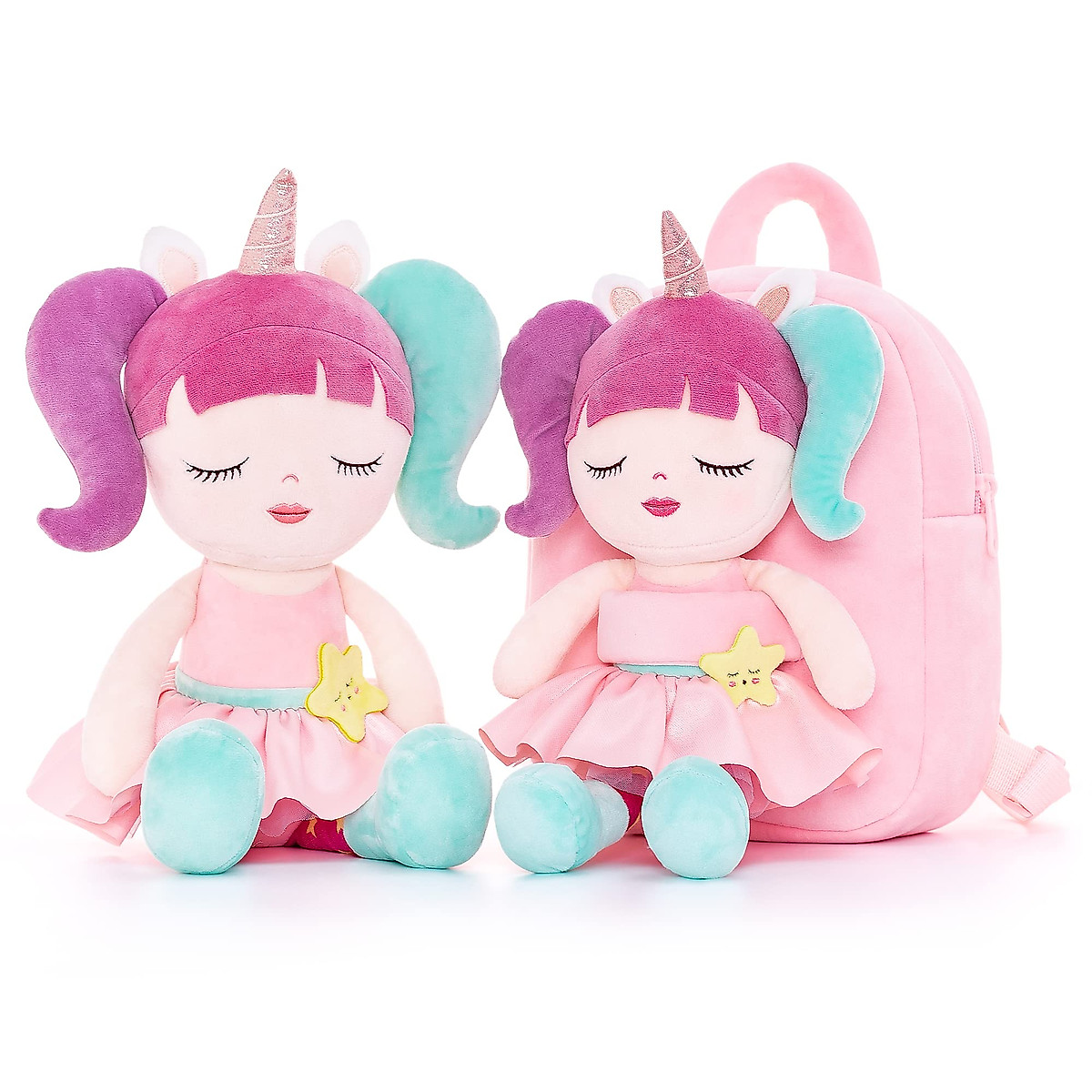Lazada Girls Backpack with Doll Toddler Toys Baby Girls Gifts Rag Dolls 9.5“