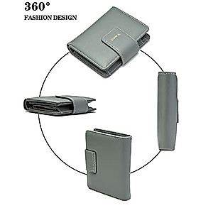 VASETA Small Womens Wallet Pocket Card Case Purse PU Leather Bifold Compact RFID Blocking with ID Window