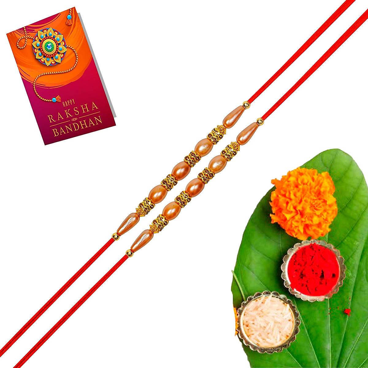 Rakhi for Brother,Rakhi,Rakhi bracelet for Brother,Rakhi Set of 2,Designer Rakhi,Raksha bandhan Rakhi,Rudraksha Rakhi,Indian Rakhi,Rakhi Gift,Rakhi Set,Rakhi Mela 378, One Size, Nylon