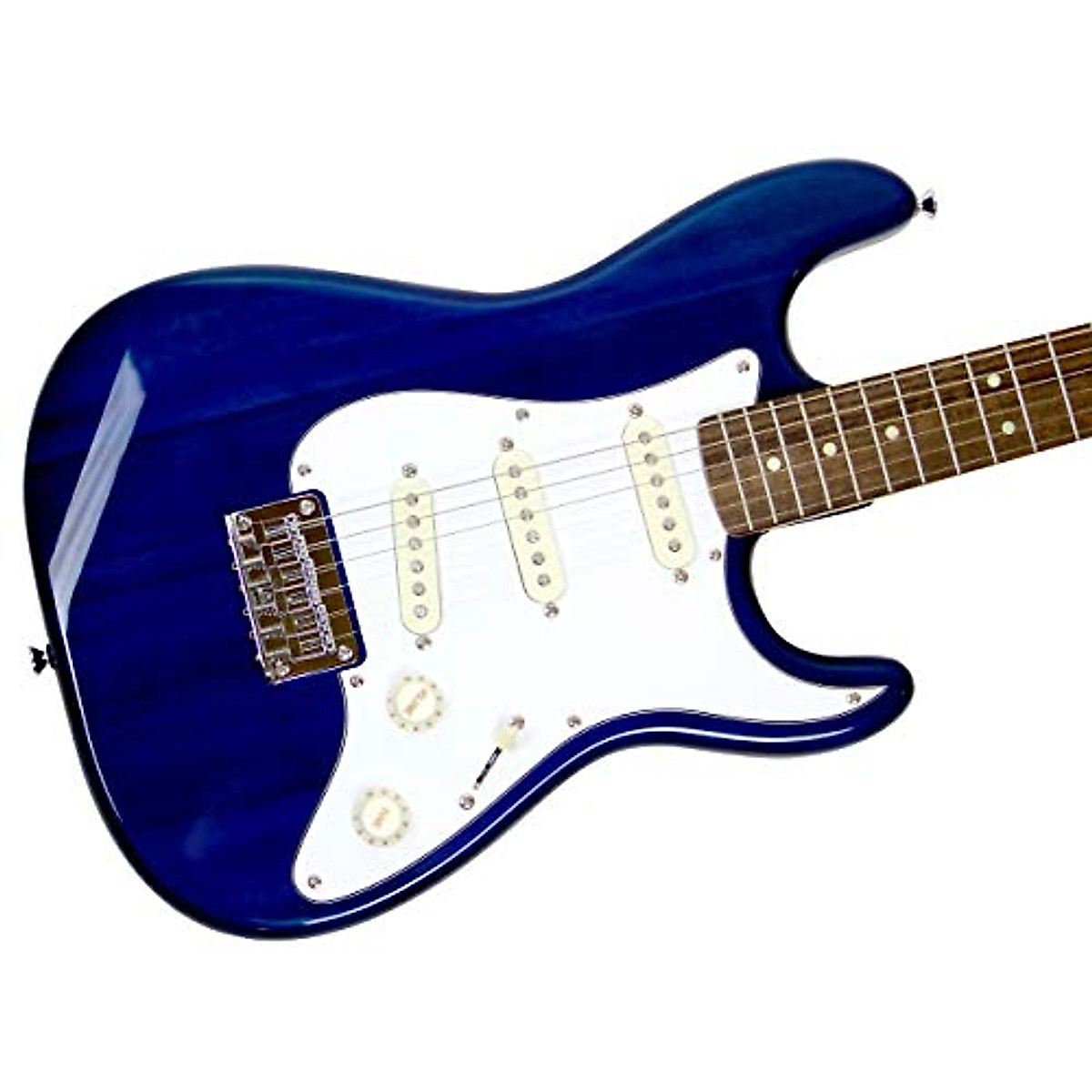 Fender Squier 24-Inch Short Scale Strat Pack - Transparent Blue Bundle with Frontman 10G Amplifier, Instrument Cable, Strap, Picks, Online Lessons, and Austin Bazaar Instructional DVD