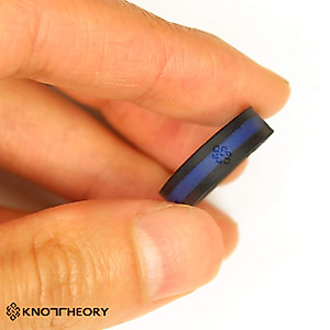 Knot Theory Blue Striped Silicone Ring for Men Women - Thin Blue Line Police 5mm Wedding Band Size 6