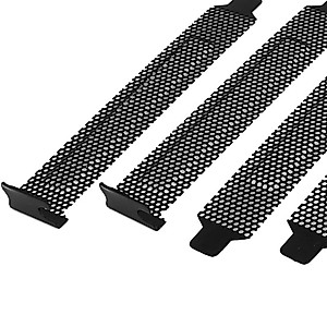 uxcell 5 Pieces PCI Slot Cover Black Hard Steel Dust Filter Blanking Plate with Screws, Vented PCI Slot Cover for Computer Cases