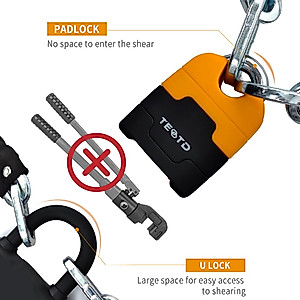 Motorcycle Lock Chain Lock 5.3feet/160cm Long Heavy Duty Anti-Theft Bike Chain Locks Security 10mm Thick Chain with Bright-Colored Lock 4 Keys for Motorcycles,Generator,Containers(8.6lbs)