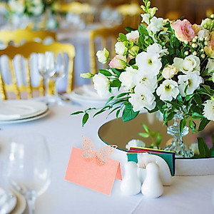 PATIKIL Table Name Place Cards, 25Pcs Favor Decor Hollow Butterfly Cut Design Blank Card for Wedding Party Seating Place Cards, Light Pink