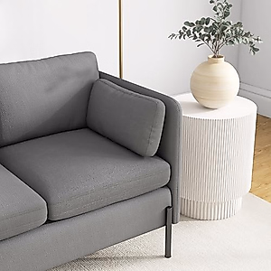 LINLUX 70 Inch Sofa Couch, 3 Seater Couches for Living Room, Comfy Sofas w/3 Pillows and Iron Legs, Fabric Sofa for Small Spaces, Bedroom, Office, Light Grey