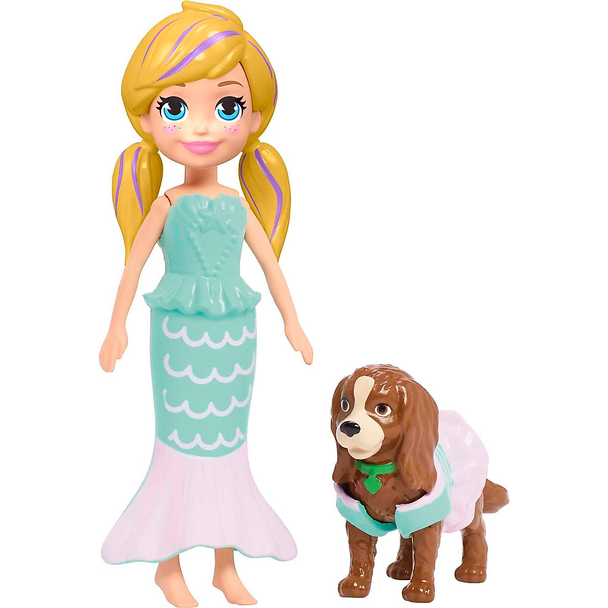 Polly Pocket Doll & Accessories, Masque ‘N Match Costume Pack with 3-Inch Small Doll, Pet, 4 Costumes for Doll & for Pet