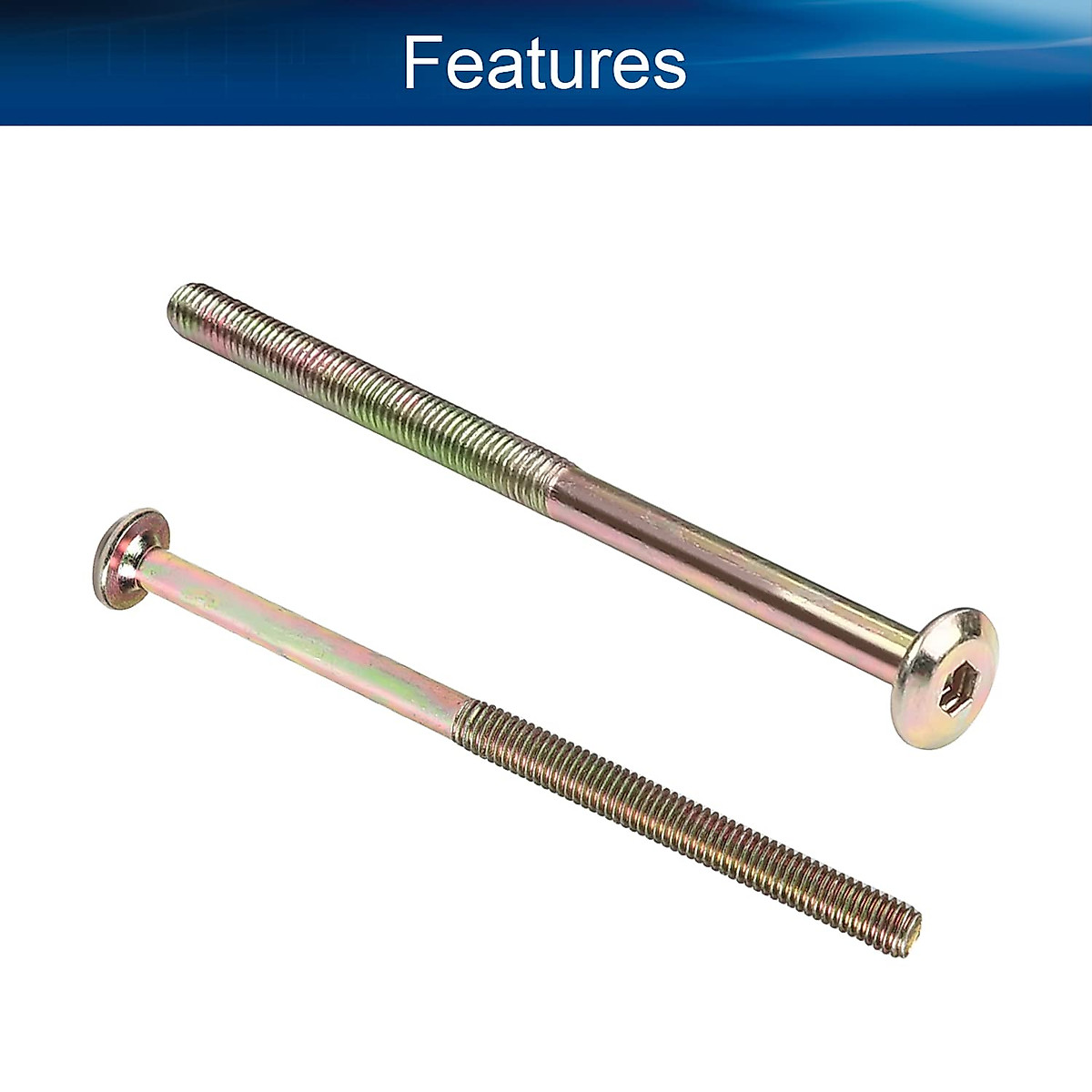 Yinpecly M6x90mm Flat Head Socket Bolts Galvanized Finish Half Threaded Cap Screws Carbon Steel Hex Drive Cap Bolts Colorful 15Pcs