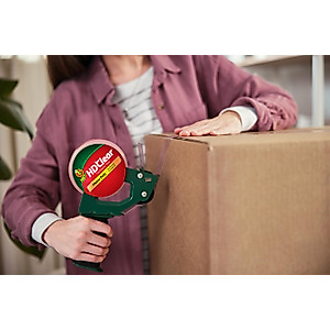 Duck Brand Handled Tape Gun With Clear Packing Tape, 1.88 Inch x 54.6 Yard (669332)