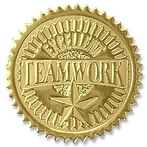 PaperDirect Excellent Teamwork Embossed Gold Foil Certificate Seals, 2 Inch, Self Adhesive, 102 Count, Embossed Seals for Certificates, Achievement and Award Stickers for School, Work, Diploma