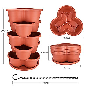 RooTrimmer Stackable Planter, Vertical Garden Planter, Strawberry Planter, Indoor/Outdoor Planters, 5 Tier Garden Tower, Herb Planter for Growing Vegetables and Succulents (Bick Red)
